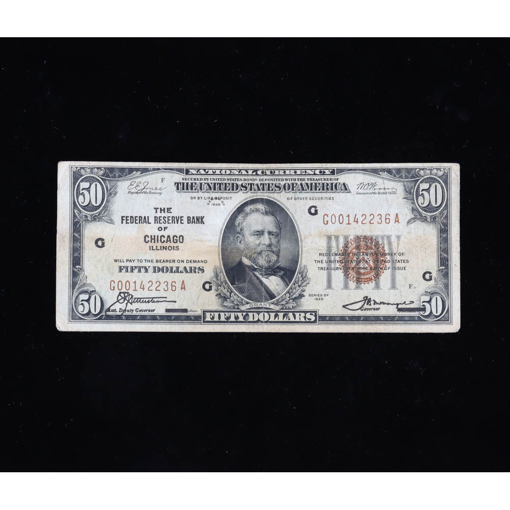 1929 $50 Fifty Dollar Brown Seal U.S. Federal Reserve Note | Pristine ...