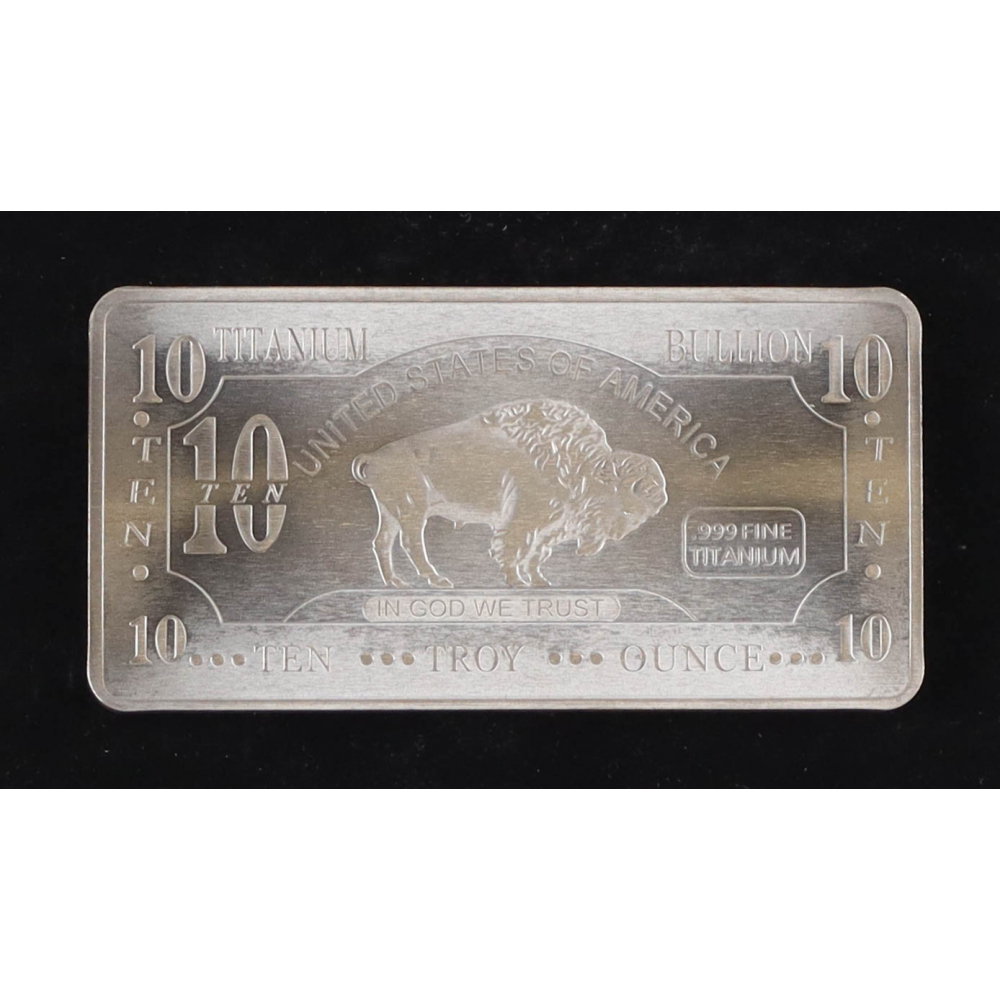 Ten Troy Ounce "Buffalo" .999 Fine Titanium Bullion Bar | Pristine Auction