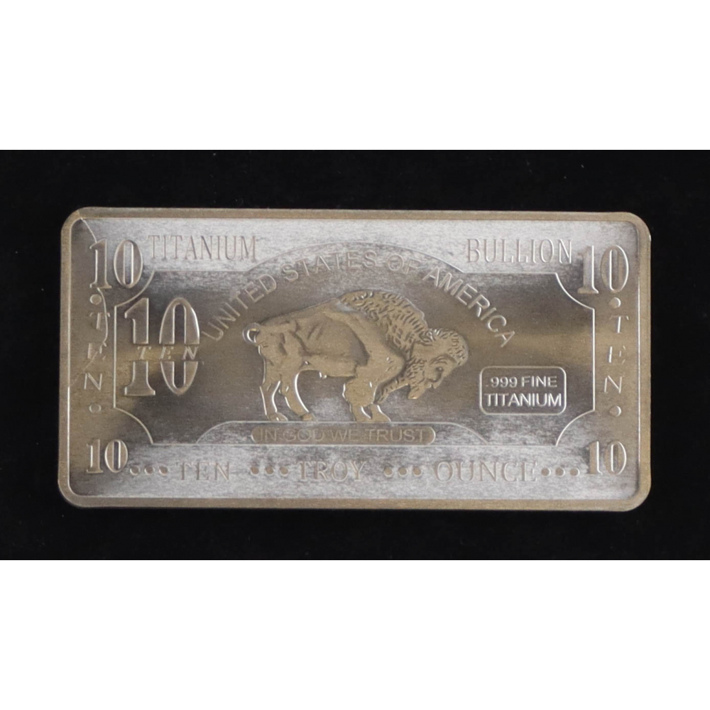Ten Troy Ounce "Buffalo" .999 Fine Titanium Bullion Bar | Pristine Auction