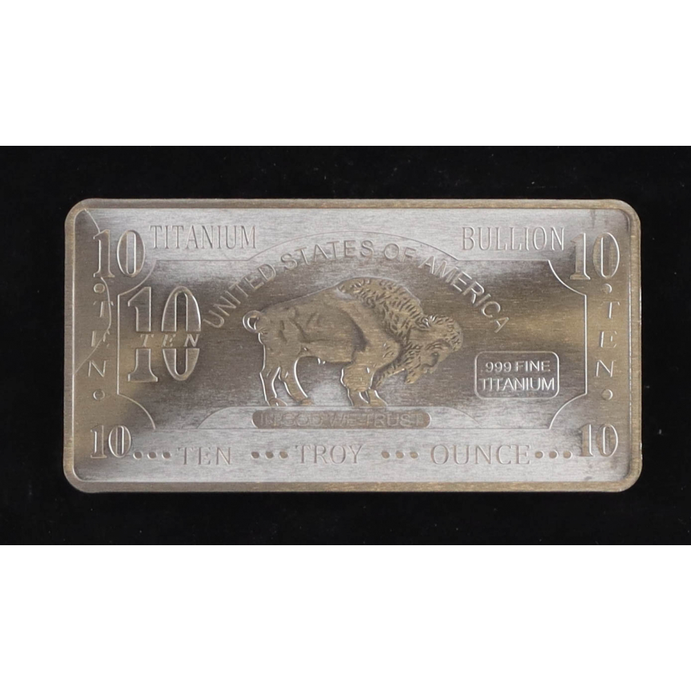 Ten Troy Ounce "Buffalo" .999 Fine Titanium Bullion Bar | Pristine Auction