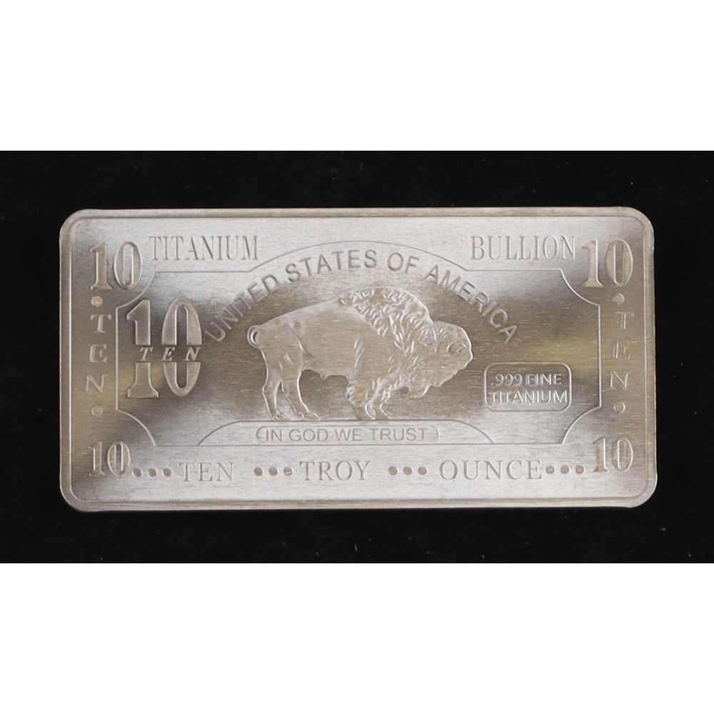 Ten Troy Ounce "Buffalo" .999 Fine Titanium Bullion Bar | Pristine Auction