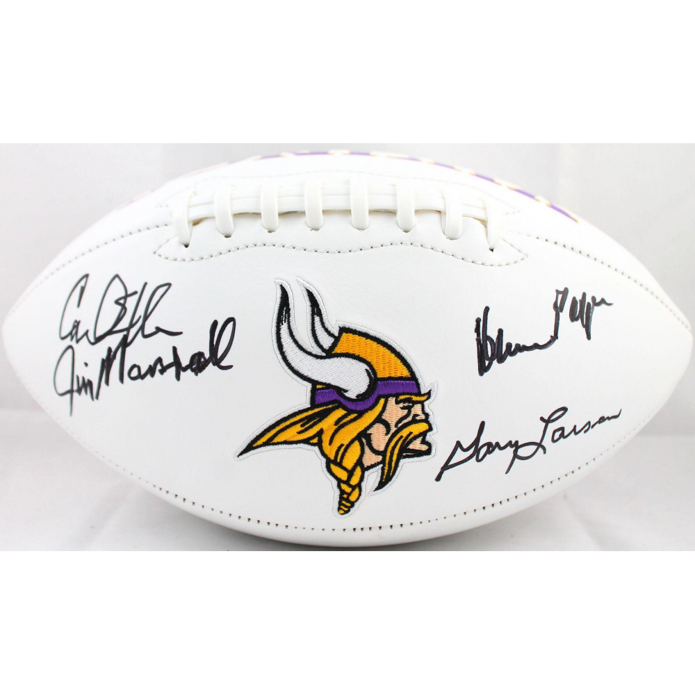 "Purple People Eaters" Vikings Logo Football Signed by (4) with Gary ...