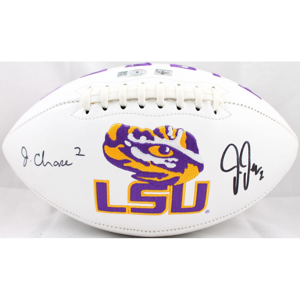 Justin Jefferson & Ja'Marr Chase Signed LSU Tigers Logo Football ...