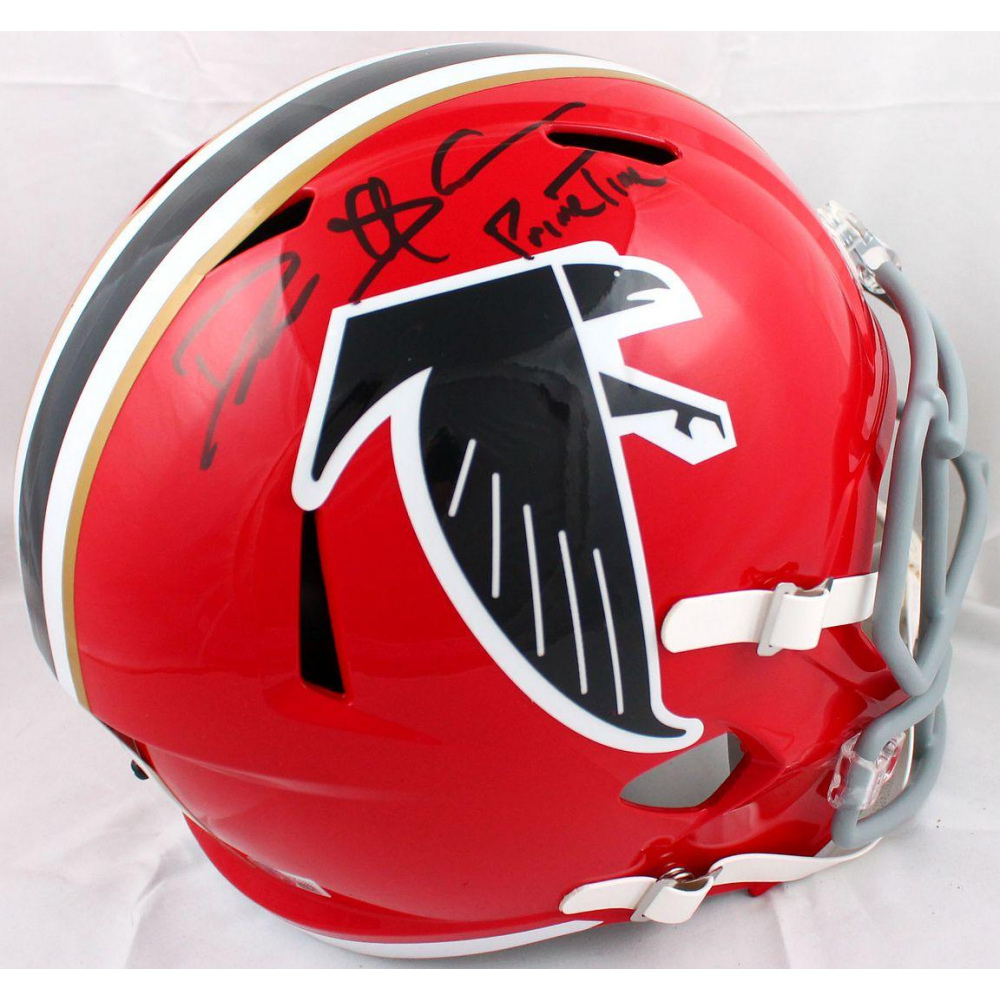 Deion Sanders Signed Falcons Full-Size Speed Helmet Inscribed "Prime ...