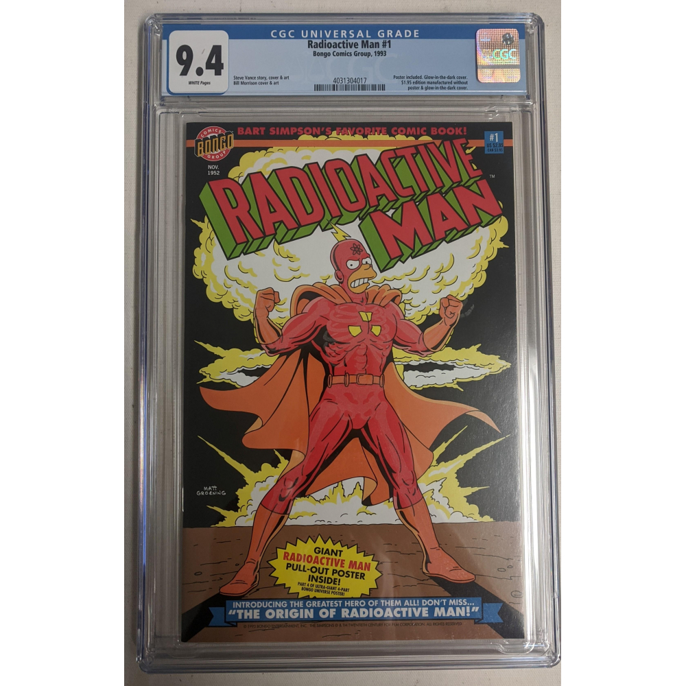 1993 "Radioactive Man" Issue #1 Bongo Comics Comic Book (CGC 9.4 ...
