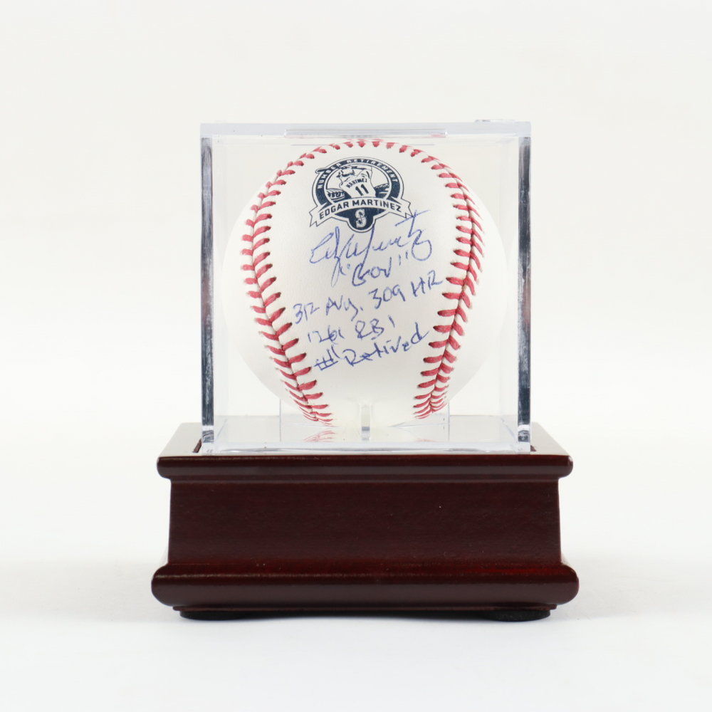 Edgar Martinez Signed LE OML Commemorative Baseball with (5) Career ...