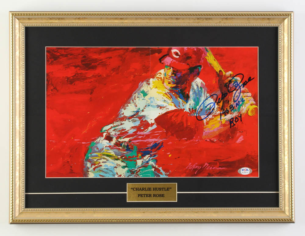 Pete Rose Signed Reds Custom Framed LeRoy Neiman Art Print Display ...