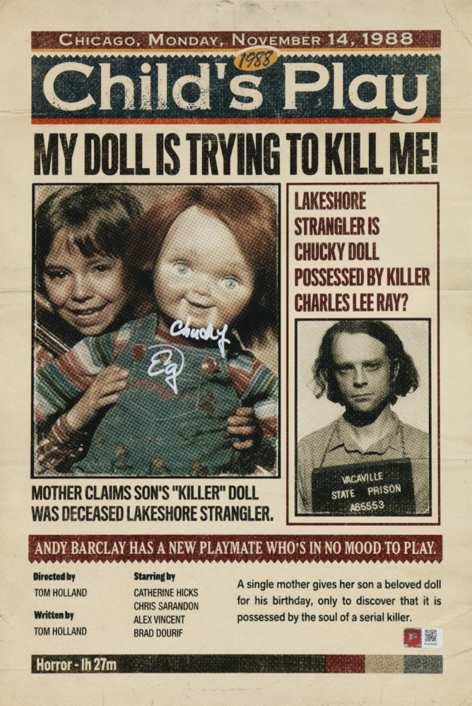 Ed Gale Signed "Child's Play" 12x18 Photo Inscribed "Chucky" (PA ...