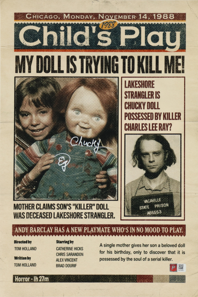 Ed Gale Signed "Child's Play" 12x18 Photo Inscribed "Chucky" (PA ...