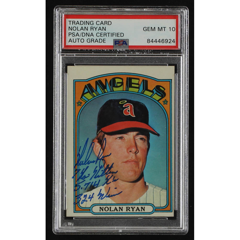 Nolan Ryan Signed 1972 Topps #595 with Multiple Inscriptions (PSA ...