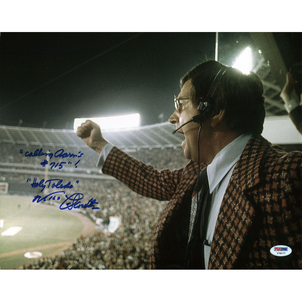 Milo Hamilton Signed 11x14 Photo Inscribed "Calling Aaron's #715 ...
