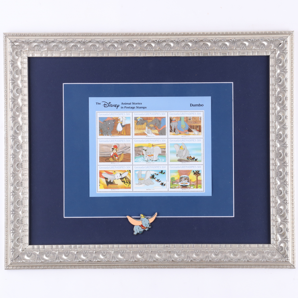 Walt Disney's "Dumbo" Custom Framed Uncut Stamp Sheet Display with ...