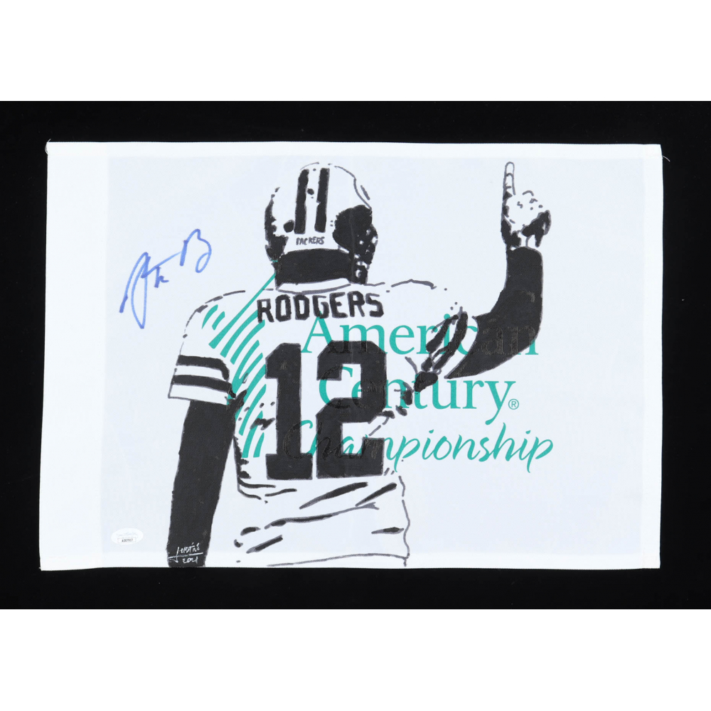 Aaron Rodgers Signed Golf Pin Flag with Original Art (JSA) | Pristine ...