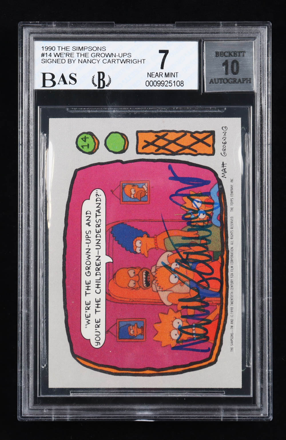 Nancy Cartwright Signed 1990 The Simpsons #14 We're the Grown-Ups (BAS ...