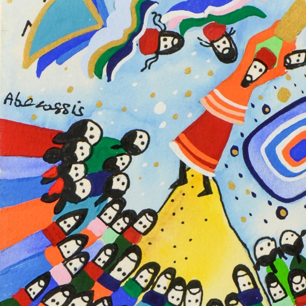 Raphael Abecassis Signed "Untitled"11x13 Original Watercolor Painting ...