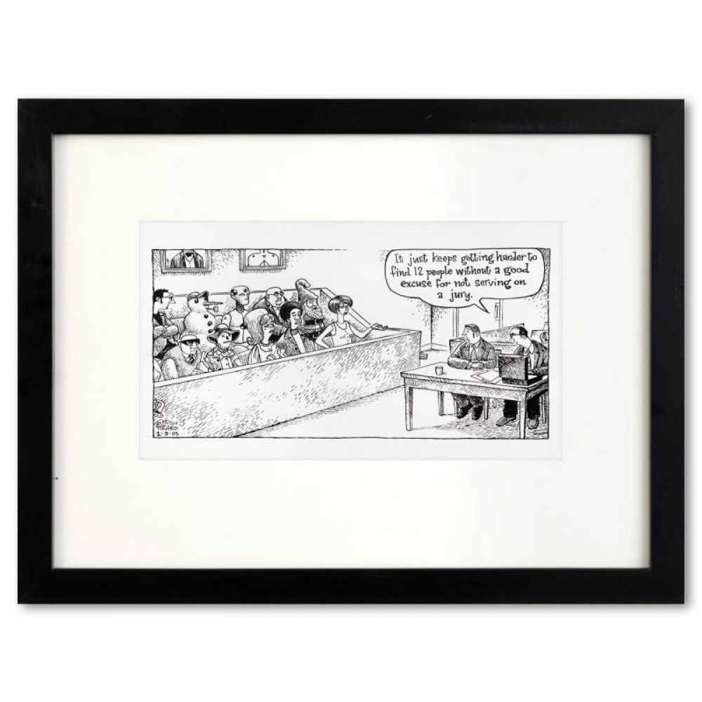 Bizarro Signed "Jury Duty" Custom Framed Original Pen & Ink Drawing by ...