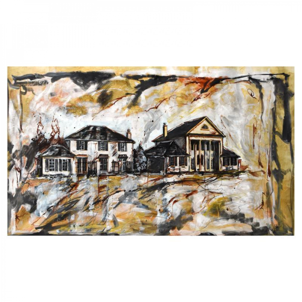 Marta Wiley Signed "Untitled" 64x34 Original Mixed Media Painting on ...