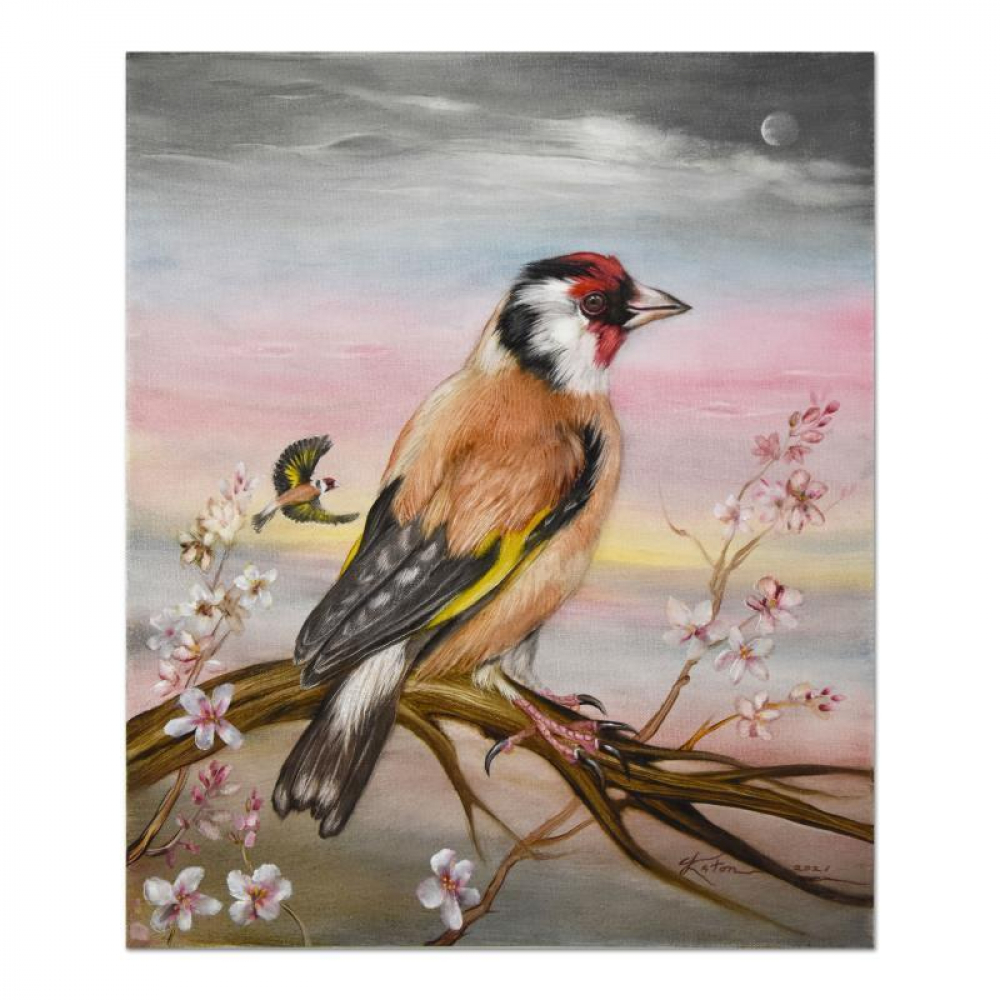 Martin Katon Signed "European Goldfinch" 20x24 Original Oil Painting on ...