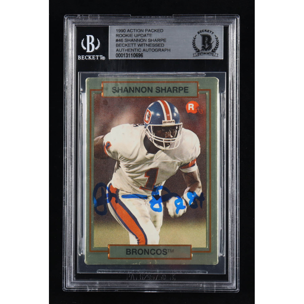 Shannon Sharpe Signed 1990 Action Packed Rookie Update #46 RC (BGS ...