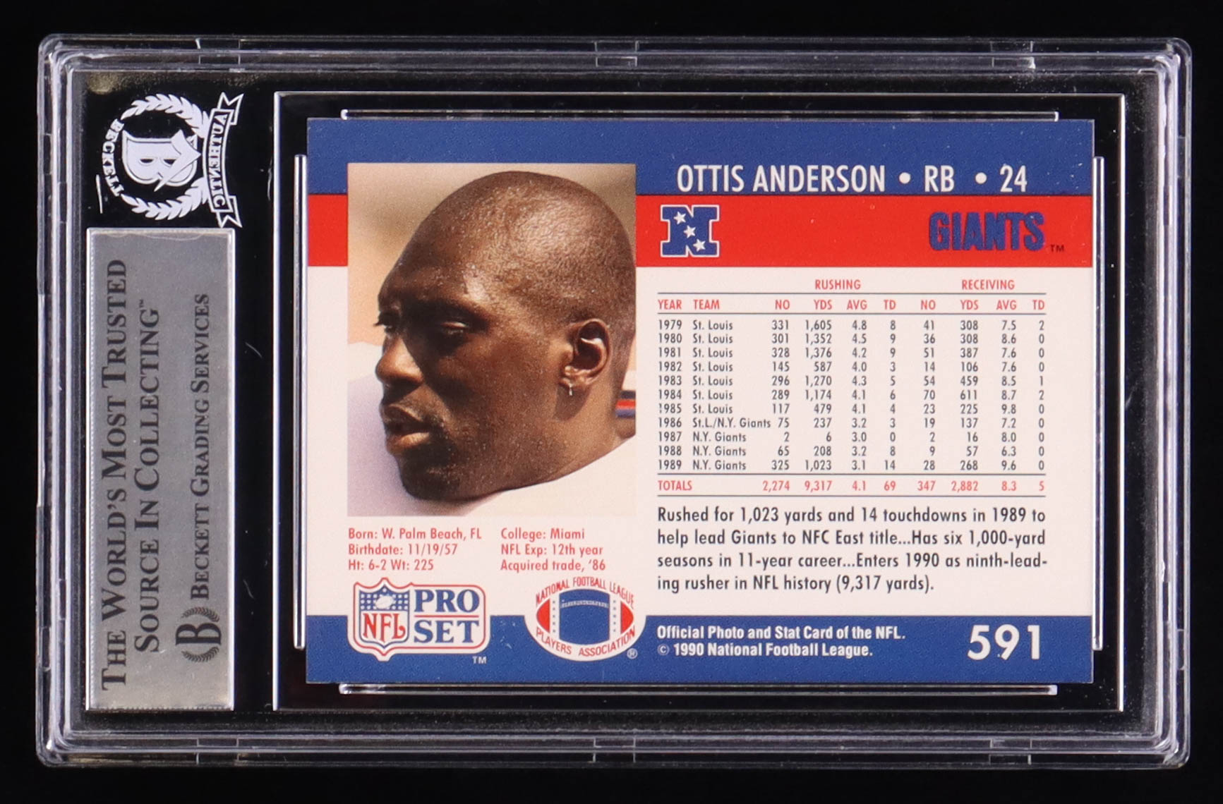 Ottis Anderson Signed 1990 Pro Set #591 (BGS) | Pristine Auction