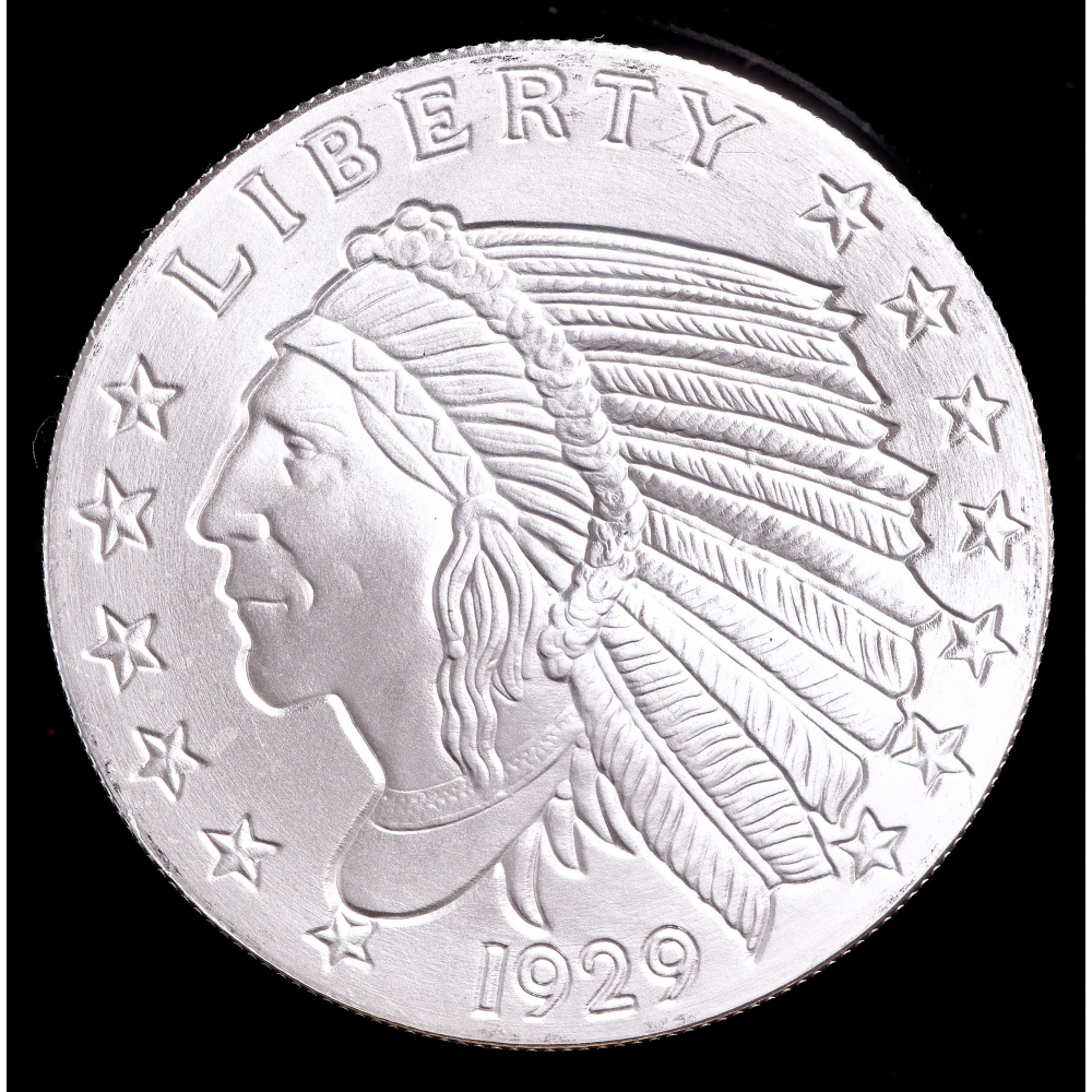 2 oz .999 Fine Silver Indian Head Design Bullion Round | Pristine Auction