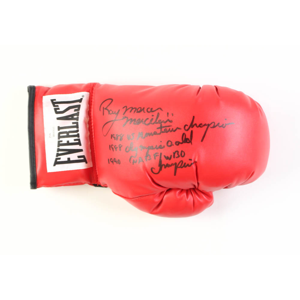 "Merciless" Ray Mercer Signed Everlast Boxing Glove with Multiple Stat ...