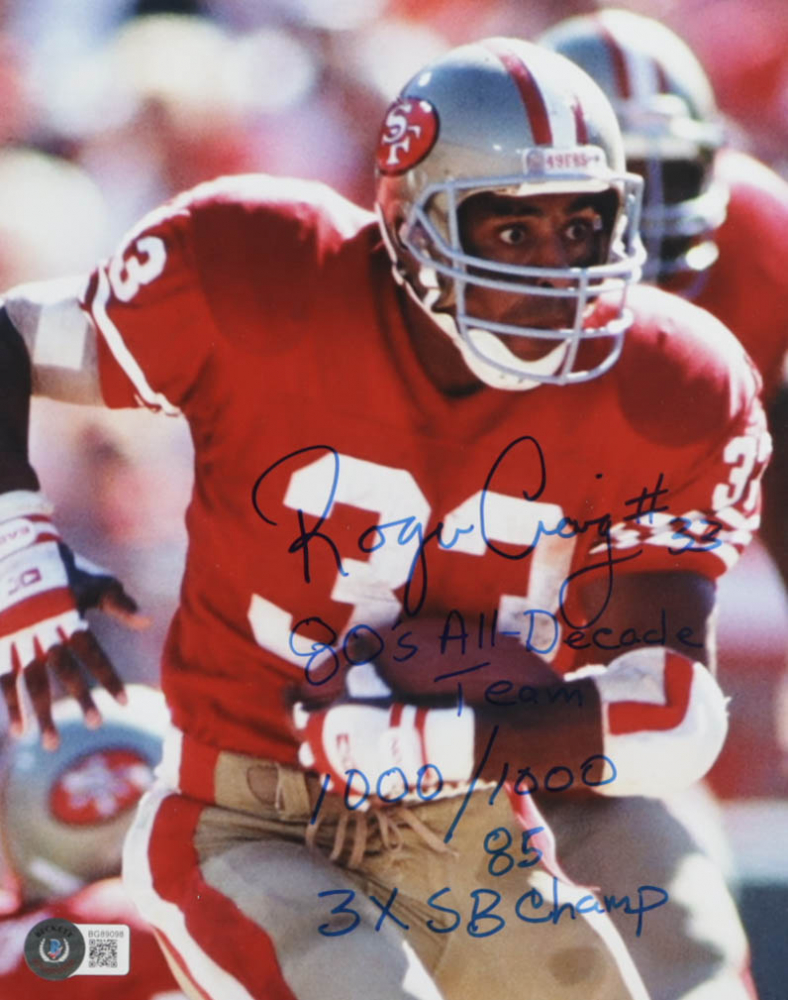 Roger Craig Signed 49ers 8x10 Photo with Multiple Inscriptions (Beckett ...