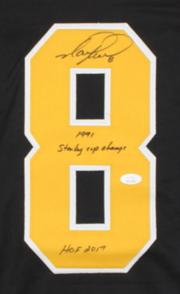 Mark Recchi Signed Jersey Inscribed "1991 Stanley Cup Champs" & "HOF ...