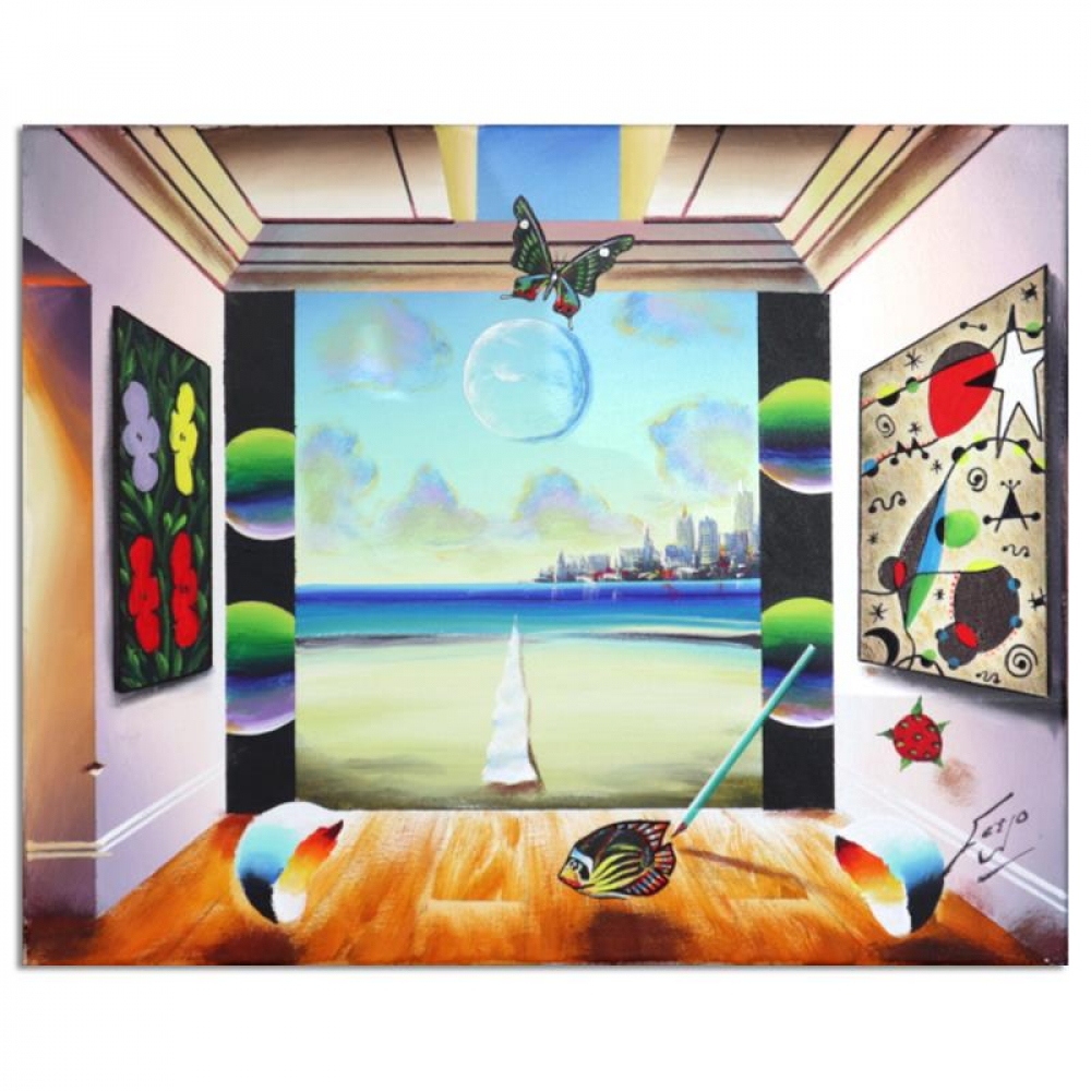 Ferjo Signed "Miami Gallery" Original Painting on Canvas (PA ...