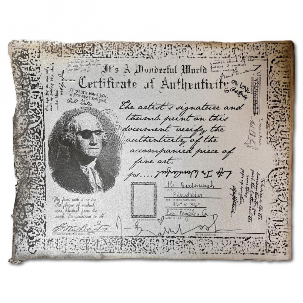 "Einstein" 40x40 Custom Framed Mixed Media Original on Deckle Edge ...