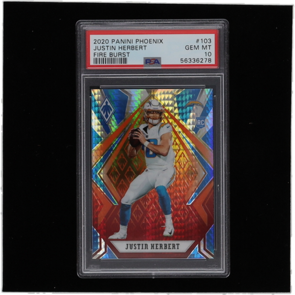 Justin Herbert 2020 Panini Phoenix Fire Burst #103 RC (PSA 10 ...