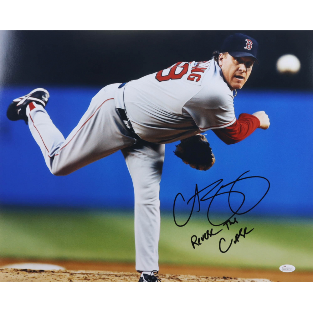 Curt Schilling Signed Red Sox 16x20 Photo Inscribed "Reverse The Curse ...