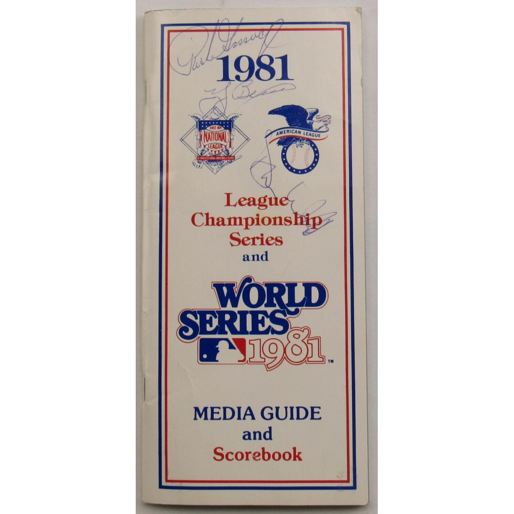 1981 World Series Media Guide & Score Book Signed by Yogi Berra, Goose ...