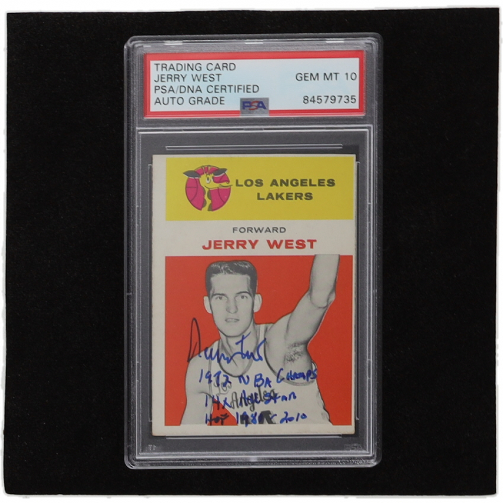 Jerry West Signed 1961-62 Fleer #43 RC with Multiple Inscriptions (PSA ...