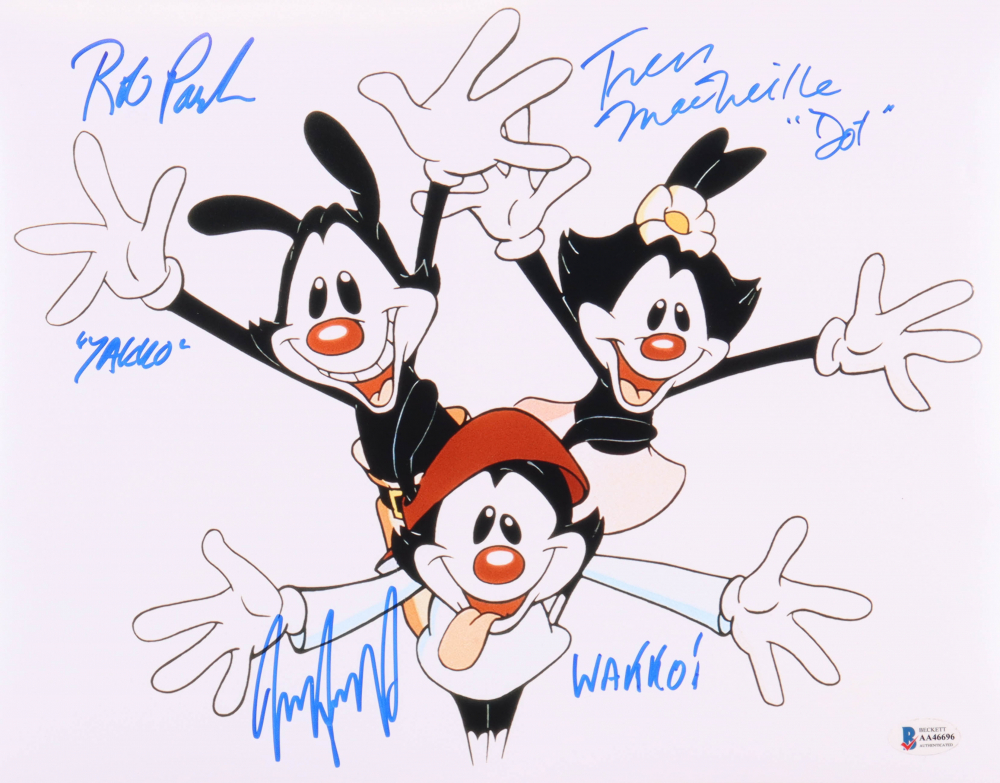 Rob Paulsen, Jess Harnell & Tress MacNeille Signed "Animaniacs" 11x14 ...