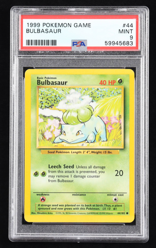 Bulbasaur 1999 Pokemon Base Unlimited #44 (PSA 9) | Pristine Auction