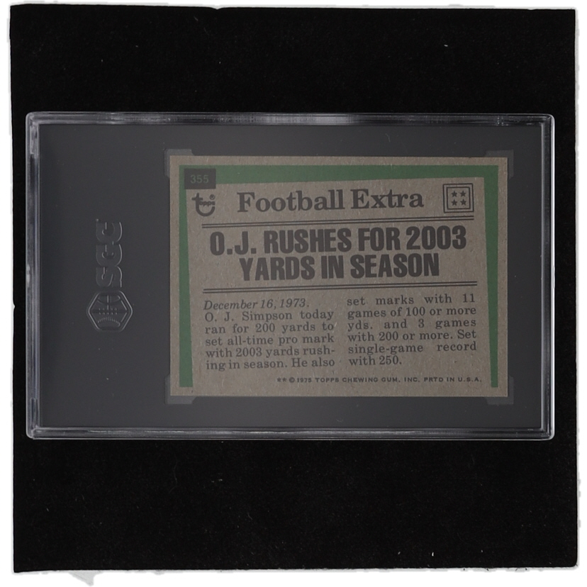 O.J. Simpson 1975 Topps #355 RB / 2003 Yard Season (SGC 9.5) | Pristine ...
