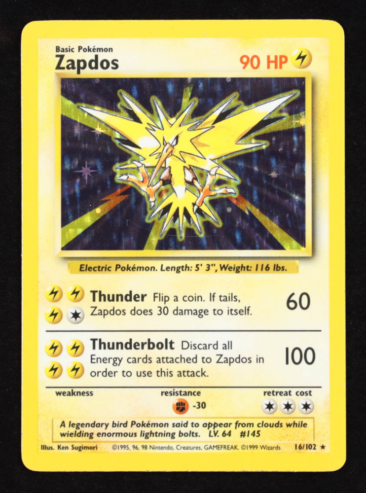 Zapdos 1999 Pokemon Base Unlimited #16 Holo | Pristine Auction