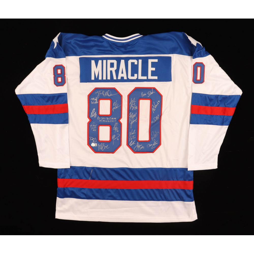 1980 USA "Miracle On Ice" Team-Signed Jersey by (19) with Jim Craig ...