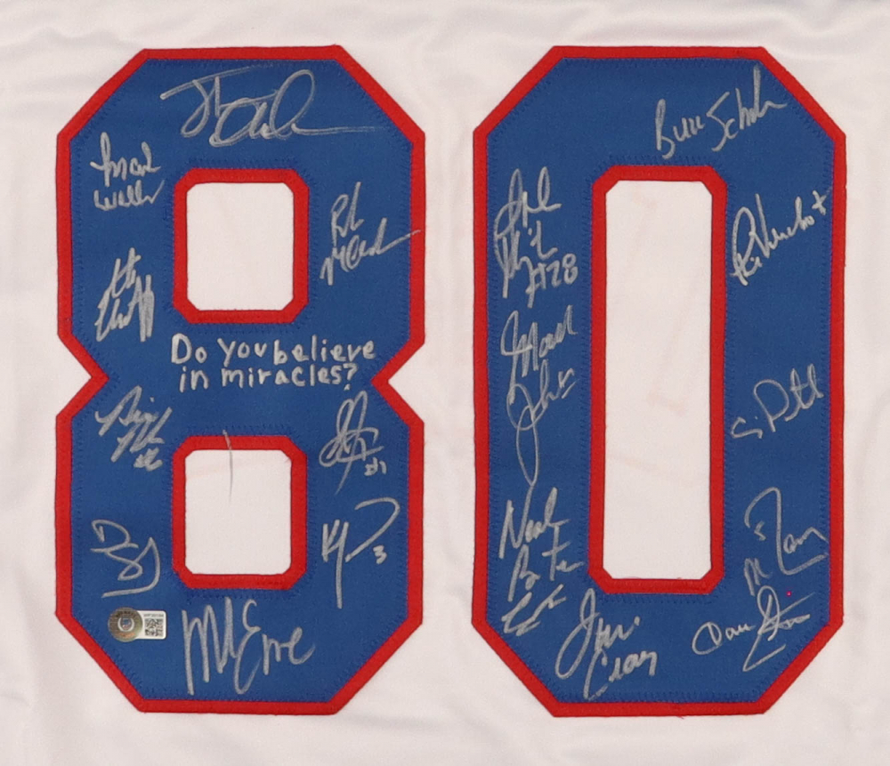 1980 USA "Miracle On Ice" Team-Signed Jersey by (19) with Jim Craig ...