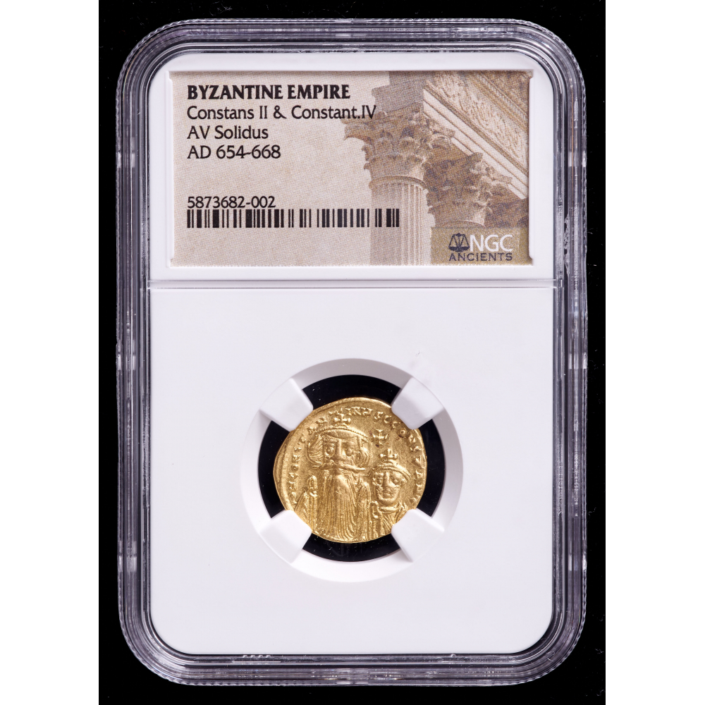 Constans II & Constantine IV (AD 654-668) Byzantine Empire AV Solidus ... Constans II & Constantine IV (AD 654-668) Byzantine Empire AV Solidus ...