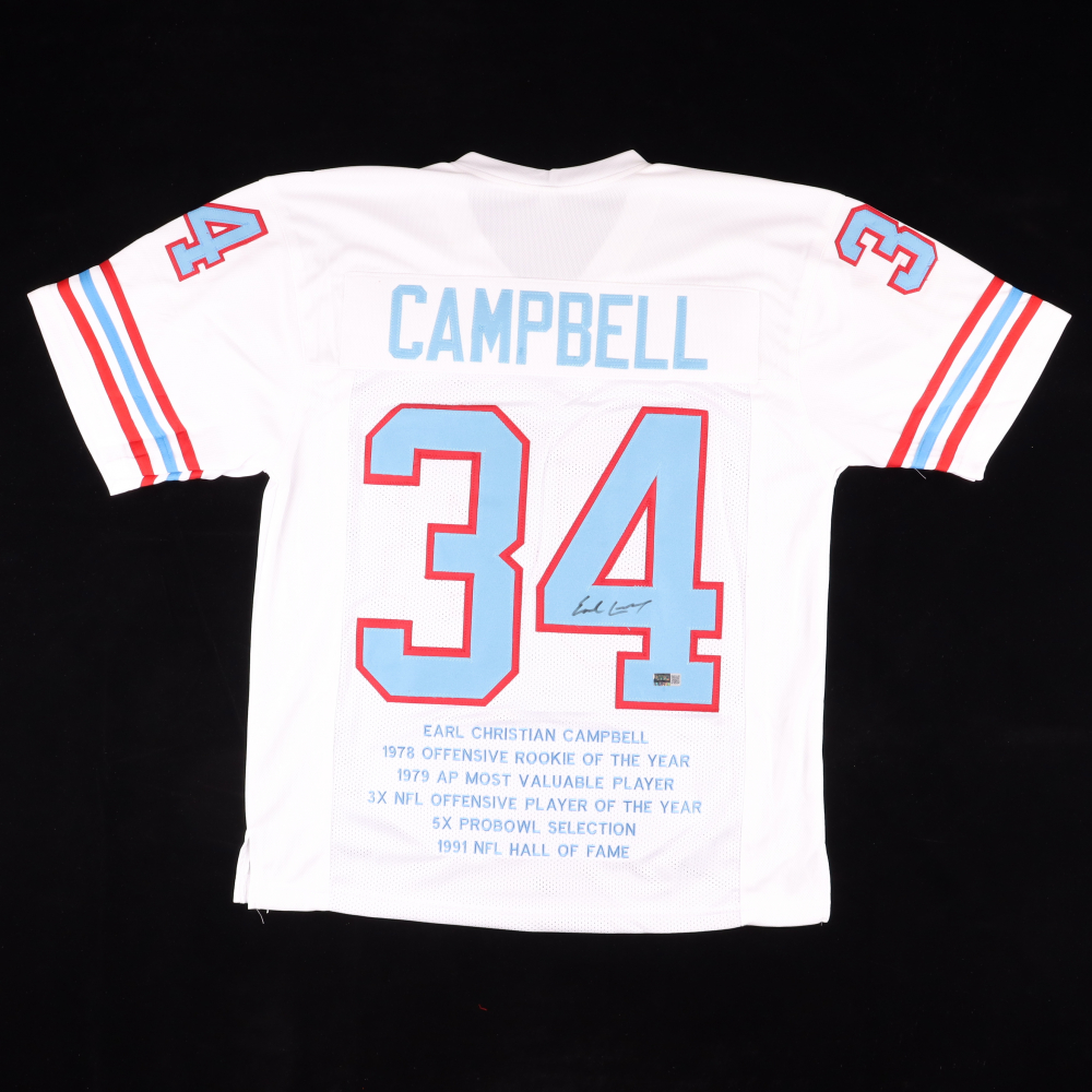 Earl Campbell Signed Career Highlight Stat Jersey (Timeless Authentic ...
