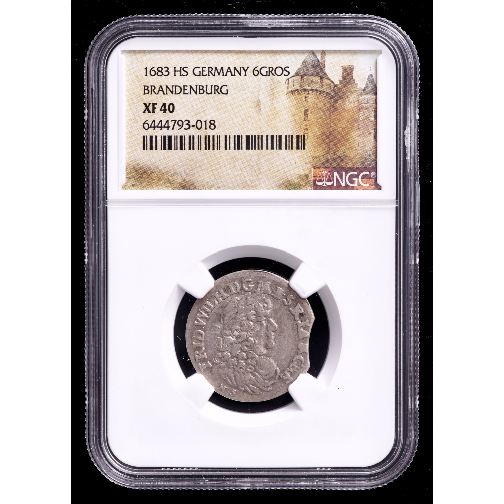 Friedrich Wilhelm 1683-HS Germany, Brandenburg 6 Grochen Silver Coin ...