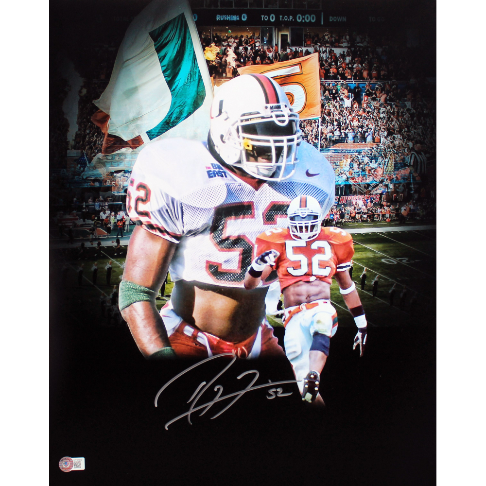 Ray Lewis Signed Miami Hurricanes 16x20 Photo (Beckett) | Pristine Auction