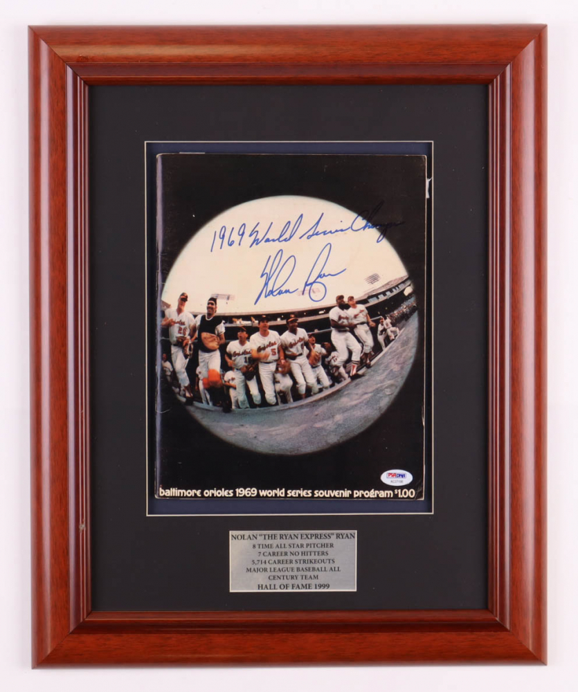 Nolan Ryan Signed Custom Framed 1969 World Series Program Display ...