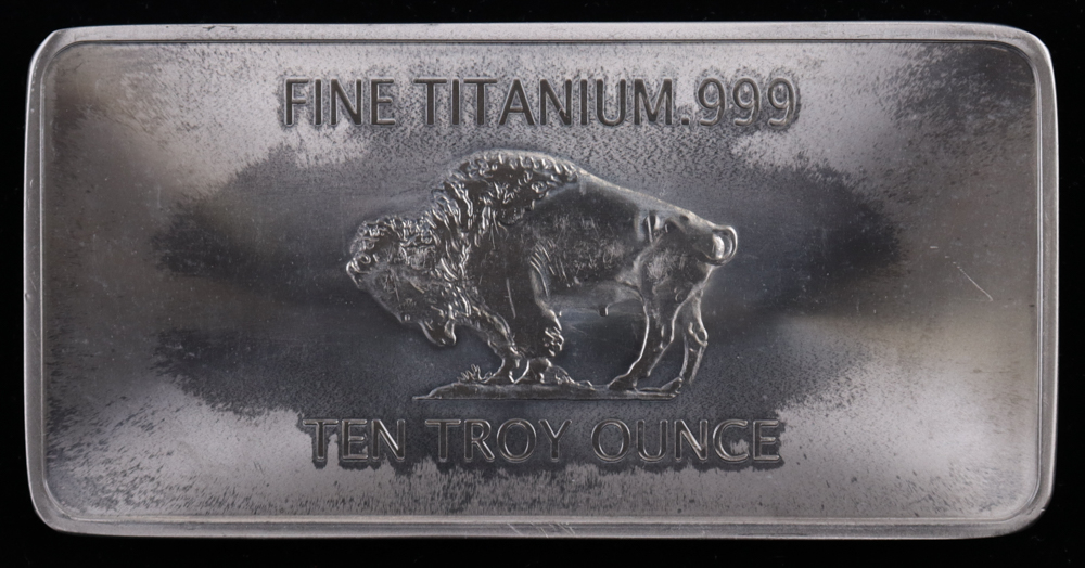 Ten Troy Ounce "Buffalo" .999 Fine Titanium Bullion Bar | Pristine Auction