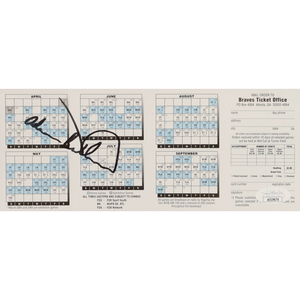 Adam Butler Signed Braves 1998 Pocket Schedule (JSA) | Pristine Auction