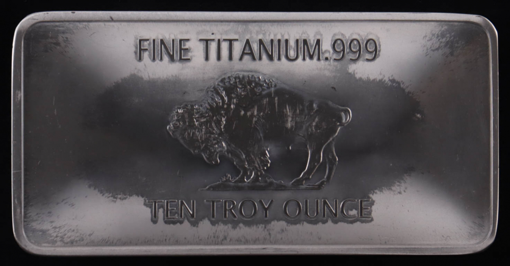 Ten Troy Ounce "Buffalo" .999 Fine Titanium Bullion Bar | Pristine Auction