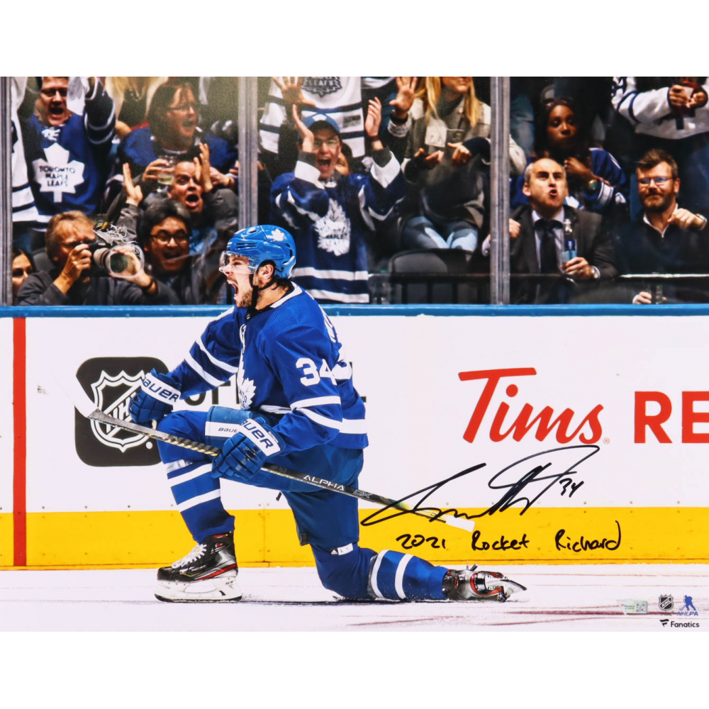 Auston Matthews Signed Maple Leafs 16x20 Photo Inscribed "2021 Rocket ...
