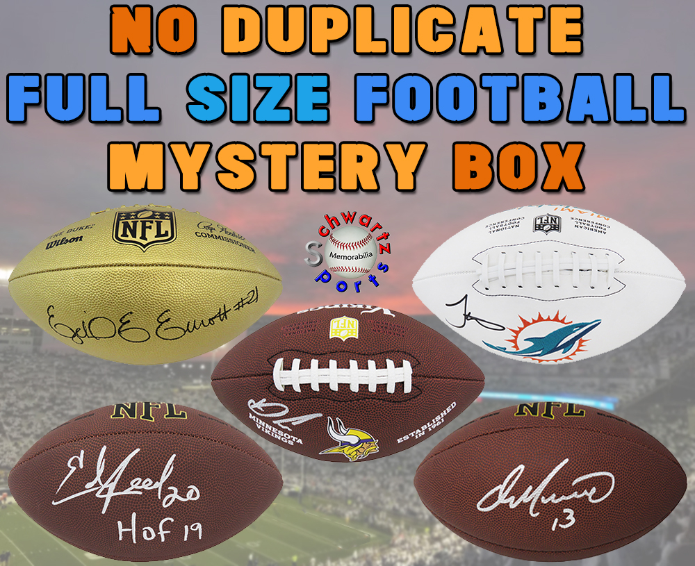 Schwartz Sports NO DUPLICATES Signed Full-Size Football Mystery Box ...